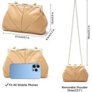 Bags | Womens Brown Clutch Purses Pu Leather Evening Bag Party Prom ...